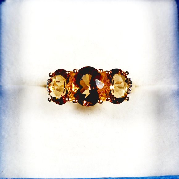 Jewelry | Golden Scapolite Diamond Ring Vermeil Yellow Gold Over 925 Ss ...